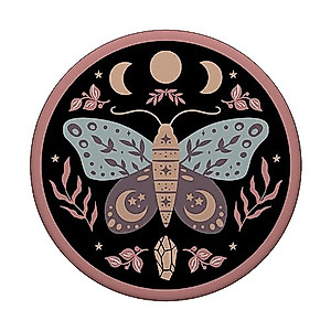 Celestial Boho Moth Witchy Folk Art Botanical Moon Phases PopSockets Standard PopGrip