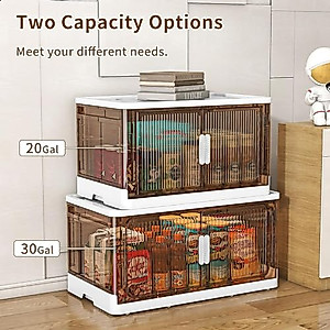 Xlikmun Storage Bins with Lids,Collapsible Wheels,20 Gal Closet Organizers and Storage,4 Packs Stackable Bins,Wardrobe Organizer Door Home,Ofiice (4 Pack,Gray)