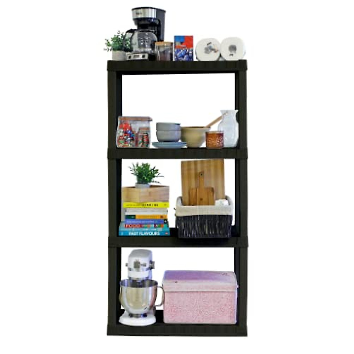 4-Shelf Adjustable, Heavy Duty Storage Shelving Unit (150 lbs Loading Capacity per Shelf), Organizer Rack, Black 56" H x 14" D x 30" W