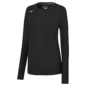 Mizuno womens Long Sleeve Attack Tee Shirt, Black, XX-Small