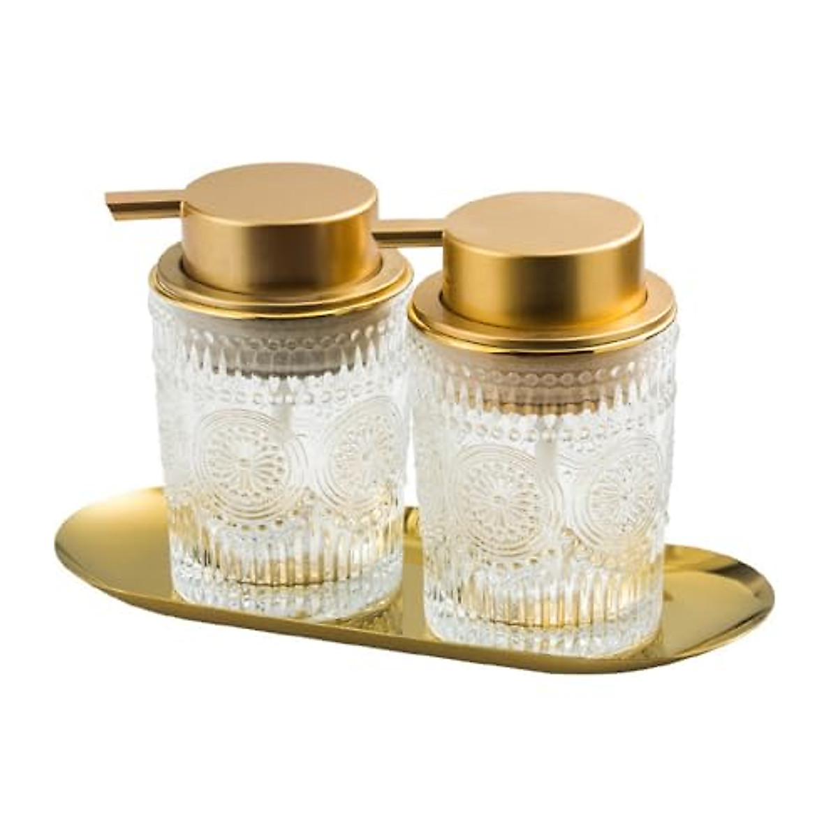 Glass Foam Soap Dispenser, Portable Press Soap Bottle, Refillable Foaming Pump Bottle with Gold Pump, Foam Hand Soap Dispenser for Bathroom Kitchen, Modern Home Bathroom Decor