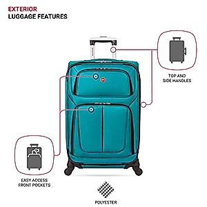 SwissGear Sion Softside Expandable Roller Luggage, Teal, Checked-Medium 25-Inch