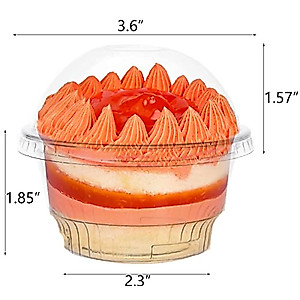 ALMOXVYE 100 Pack 5 oz Cups with Dome Lids, Plastic Clear Cups Disposable Dessert Cups Ice Cream Cups for Dessert, Cupcake, Salad, Fruit