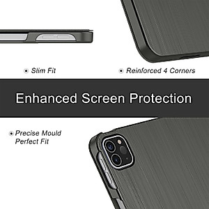 Soke New iPad Pro 12.9 Case 2022 2021(6th 5th Generation) - [Slim Trifold Stand + 2nd Gen Apple Pencil Charging + Auto Wake/Sleep],Protective Hard PC Back Cover for iPad Pro 12.9 inch(Dark Grey)