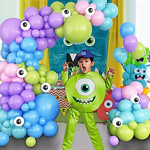 Monster Balloons Arch Garland Kit, Monster Cartoon Inc Balloons Party Decorations, Purple Green Blue Pink Teal Blue Balloons Arch for Monster Theme Birthday Baby Shower Party Decor