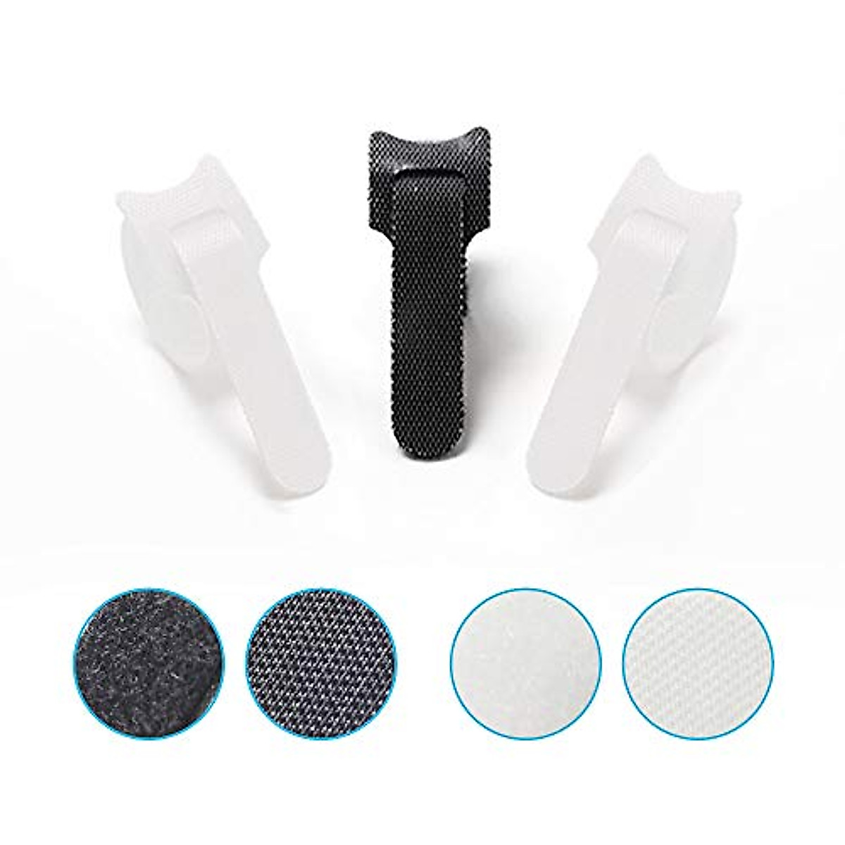 Besign 60 Pack Fastening Cable Straps, Reusable Cord Organizer, Keeper Holder, Cable Ties for Earphones, Earbuds, Headphones, Home Office Tablet, PC, TV Wire Management, Black and White