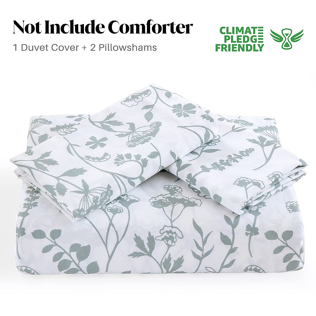 CozyQQ Cotton Duvet Cover King - 100% Cotton 400TC Soft Lightweight Summer King Duvet Cover Set, 3 PCS Floral Bedding Set, 1 King Duvet Cover & 2 Pillow Shams (104"x90", No Comforter)