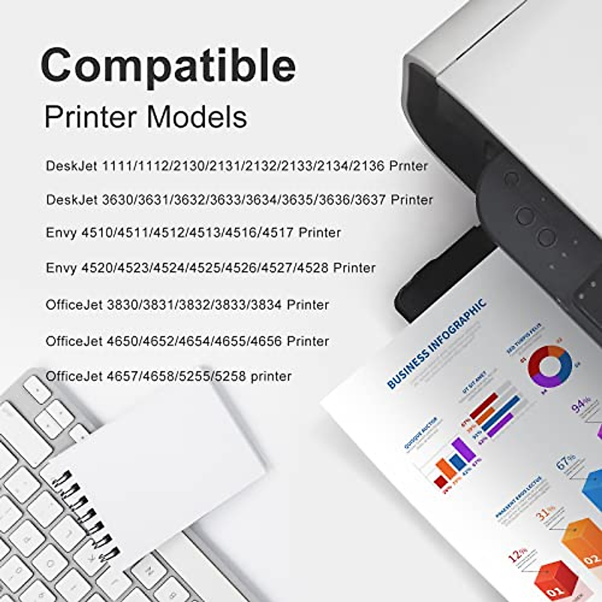 ActualColor C 63XL Remanufactured Ink Cartridge Replacement for HP 63XL 63 XL Ink Cartridge Combo Pack for OfficeJet 3830 5255 5258 4655 Envy 4520 DeskJet 3632 1112 3630,Black Color