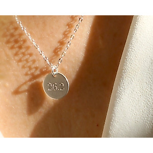 EFYTAL Marathon Runner 26.2 Necklace, 925 Sterling Silver Disc Jewelry Gift for Athlete, Gifts for Athletes Runners