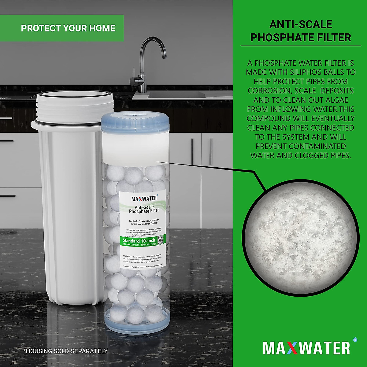 10" Standard Whole House Siliphos Anti-Scale Water Filter