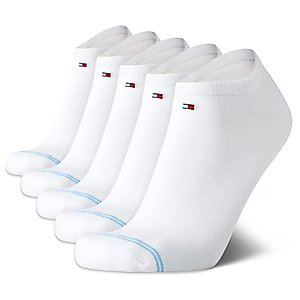 Tommy Hilfiger Men's 5 Pair Casual Liner Sockshosiery, white, Shoe Size 7-12