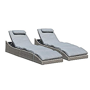 Soleil Jardin Folding Pool Lounge Chair Set of 2 Outdoor Adjustable Chaise Lounge Chair, Fully Assembled, Patio Reclining Sun Lounger, Gray