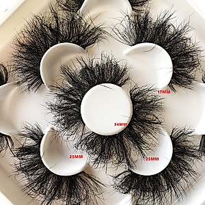 Pooplunch False Eyelashes 25MM Fluffy Dramatic Faux Mink Lashes 5 Pairs Long Thick Volume Messy Crossed Fake Eye Lashes Pack