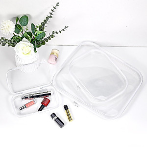 3 Pack Zippered Hard Pouch, Clear Plastic Storage Box Containers Small Toiletry Bag, Clear Hard Shell Zipper Case for Small Items, Toys, Building Blocks, Puzzles, Cosmetics&Stationery, 3 Size (White)