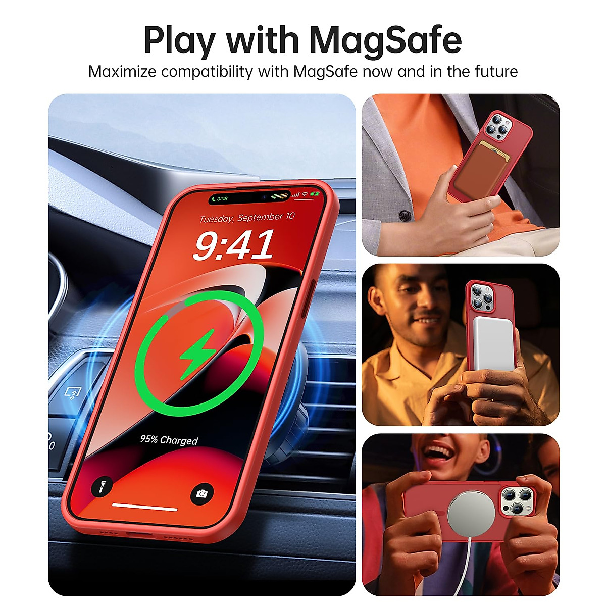 Kocanasi Magnetic for iPhone 14 Pro Max Case [Compatible with MagSafe] [10FT Military Grade Drop Tested] Slim Translucent Matte Case for iPhone 14 Pro Max Phone Case, Red (6.7")