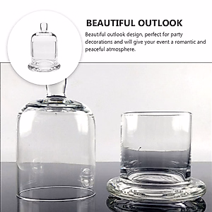 Bell Jar Glass Display Dome Cloche Terrarium Jar Plant Cover Cake Dessert Display Stand Candle Holder Cup Glass Dome for Plants Succulents Fairy Lights Photos 12. 8cm