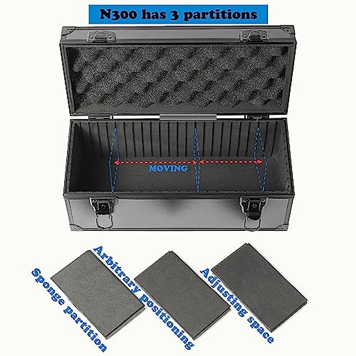 Azamou Toploaders Storage Box fits 3" x 4" 35pt Rigid Card,Trading Cards, Sports Cards，Graded Card ， with3 Sponge partition (Holds 300 Toploaders) Also compatible PSA BGS Rating card