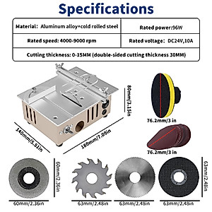 Jadeshay Mini Table Saw, Versatile Electric Woodworking Metal Cutting Lathe, DIY & Craft Saw Machine, Adjustable Speed with Durable Accessories, Vacuum Compatible (Top Configuration)