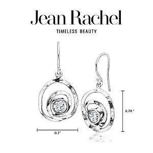 925 Sterling Silver Dangle Drop Earrings Free Form With 2 White Round Cubic Zirconia, Antique finish, Hypoallergenic, Nickel and Lead-free, French Wire Earring Back