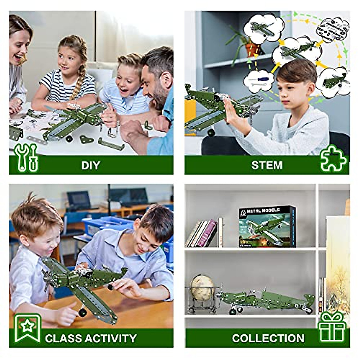 Lucky Doug Building Toys Airplane Model Set -258 Pieces DIY Building Stem Projects Toys for Kids Boys Ages 8-12 and Older,Building Assembly Science Educational Toys Set Gifts for Model Aircraft Fan