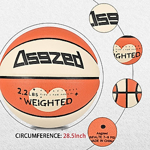 2.2LBS Weighted Heavy Basketball Size 6 Training Basketball 28.5" Training Equipment Moisture Absorbing Leather In&Outdoor for Womens Youth Improving Basketball Passing Skill (Deflated,Without Pump)