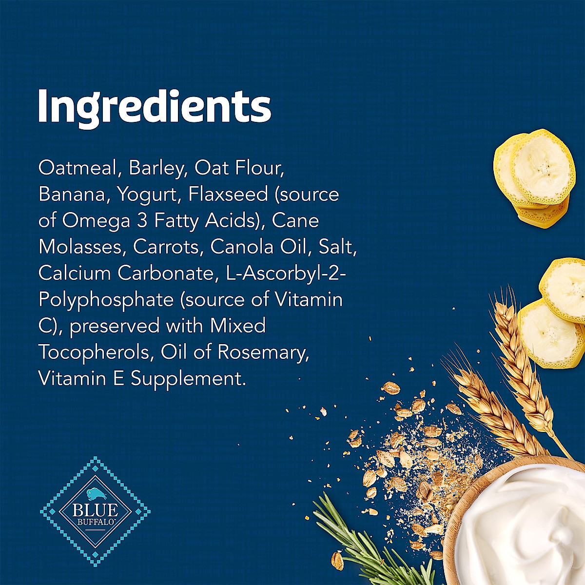 Blue Buffalo Health Bars Crunchy Dog Biscuits, Oven-baked Dog Treats Made with Natural Ingredients, Bananas & Yogurt, 16-oz Bag