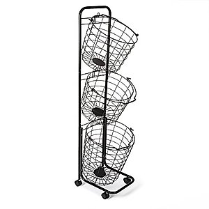 usego 3 Tier Laundry Basket with Rolling Lockable Wheels Wire Metal Sorter Storage Trolley Shelf Basket Durable Metal Sorter Clothes Storage Trolley Shelf with Removable Hamper for Organizing Clothes