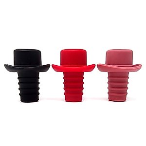 Honbay 3PCS Reusable Silicone Wine Stoppers Wine Bottle Cork Stopper Wine Bottle Caps Beer Sealer Cover for Bottle