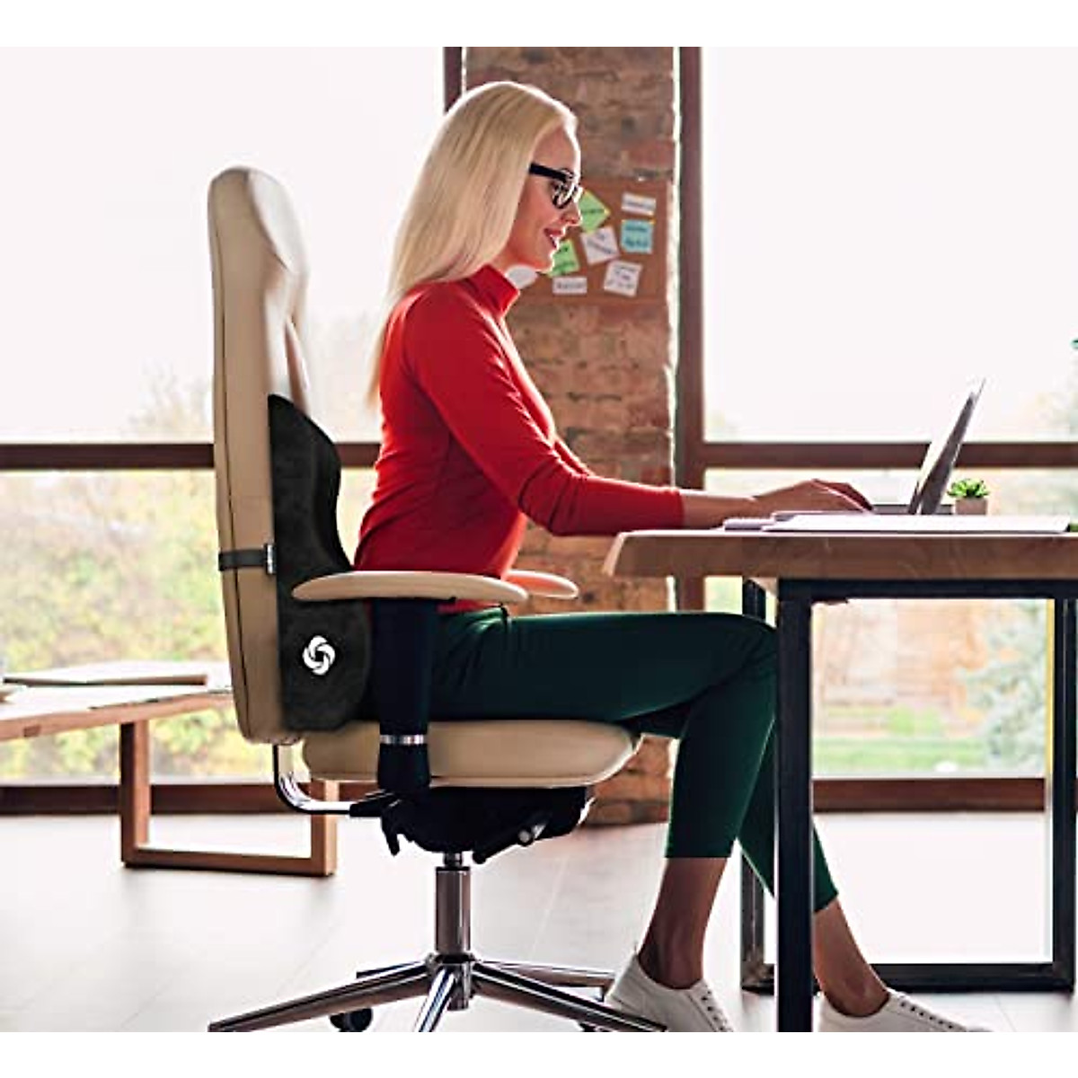 SAMSONITE, [Mid-Low] Back Support Lumbar Pillow for Office Chair or Car Seat, [HIGH GRADE - MEMORY FOAM], Boost your Back Comfort Zone, Versatile Use Supportive Cushion with Soft Plush Cover