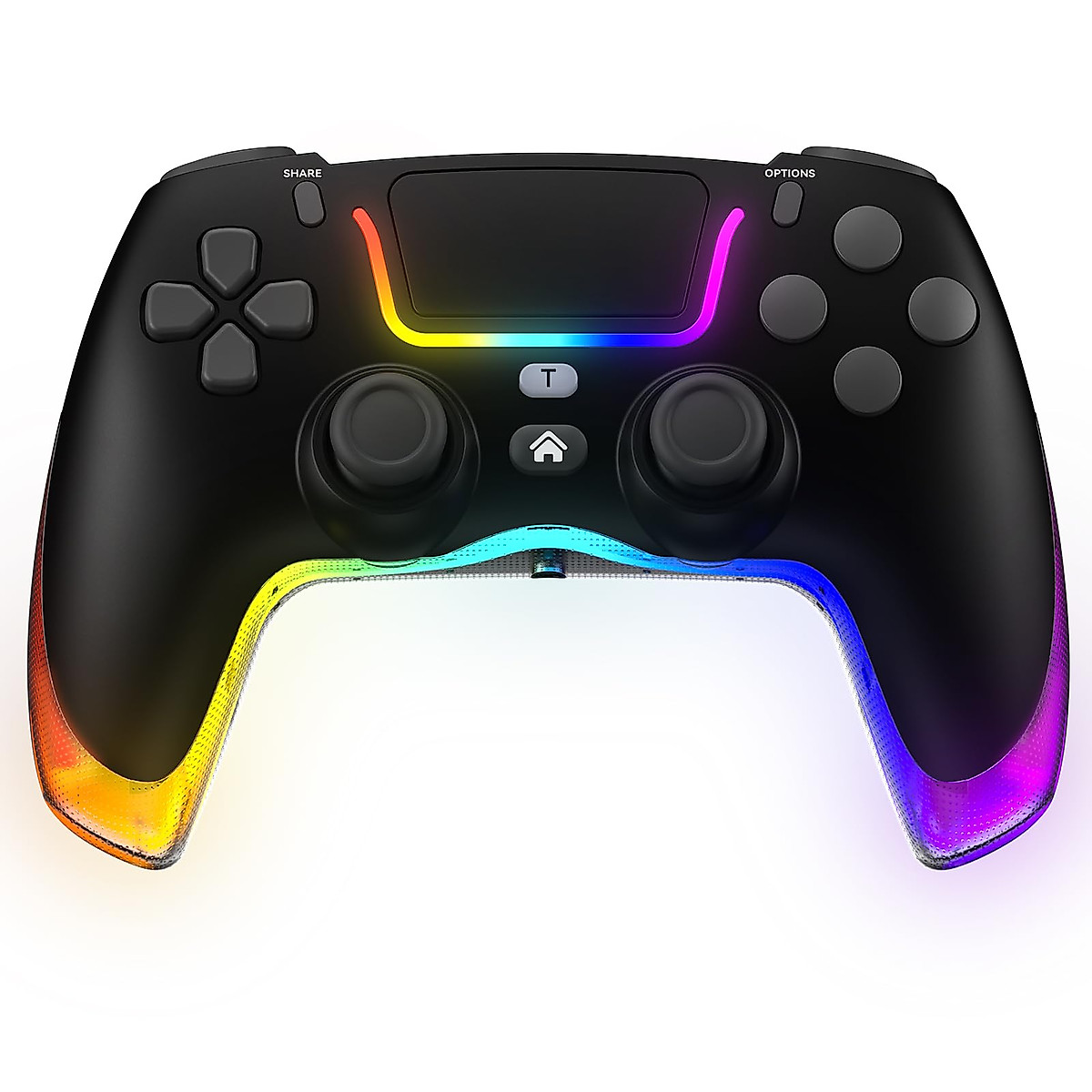 Rotacess Wireless Controller for PS4/Slim/Pro with Cool LED Light, Programming Back Button, Adjustable Turbo, Vibration and Motion