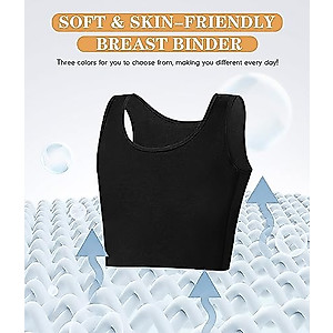 AGILONG Chest Binder for FTM Women Transgender Tomboy Binder Trans Pullover Elastic Breast Binder Bras Tank Tops(Medium,Black)