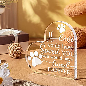Pet Memorial Gift Pet Keepsake Gift Sympathy Gift for Loss Remembrance Gifts Cat Memorial Gifts Bereavement Crystal Acrylic Heart Decor Crystal Acrylic Heart Condolence Gifts for Loss of Loved One
