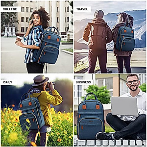LOVEVOOK Laptop Backpack for Women & Men, Unisex Travel Anti-theft Work College Bag, Business Computer Backpacks Purse, Casual Hiking Daypack with Lock, Fits 15.6 Inch Laptop, Dark Blue