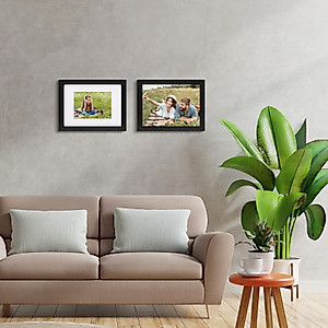 Golden State Art Picture Frame, 9x12 inches, Black, Acrylic Glass, Solid Wood, Mat for 6x8 Photos, Wall Display