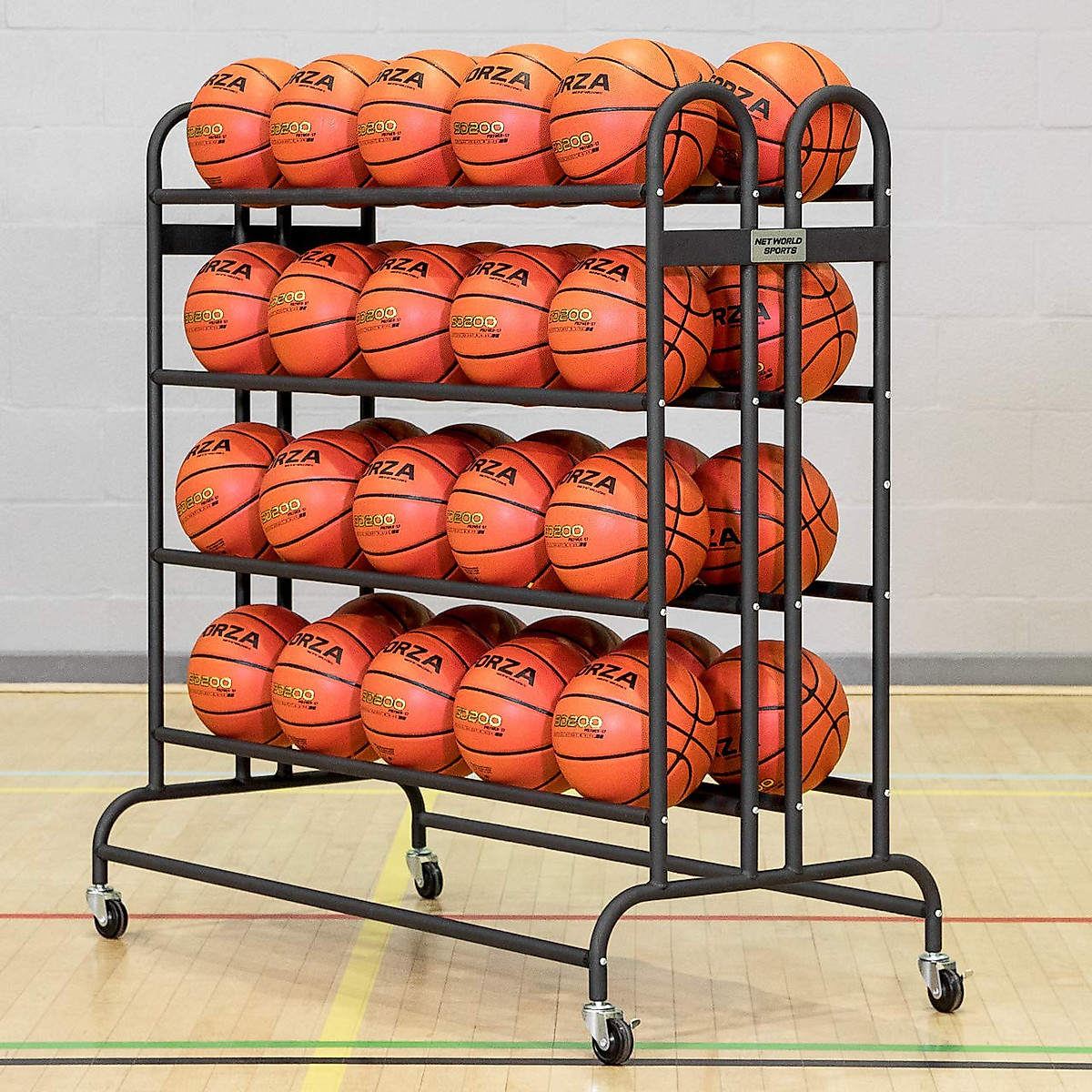 FORZA Portable Sports Ball Cage & Cart | Storage for Basketballs, Footballs, Volleyballs and More! - Securely Stores Up to 40 Balls (Ball Cart, 40 Ball Capacity)