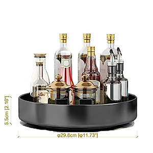 Fineget Spinning Large Metal Spice Rack Organizer for Cabinet Kitchen lazy Susan Rotating Turntable Countertop Vertical Storage Rack Self Black Single Layer