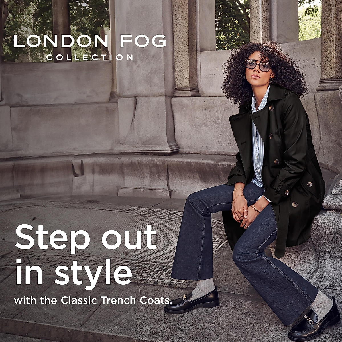 London Fog Women's Double-Breasted 3/4 Length Belted Trench Coat, Black, XL