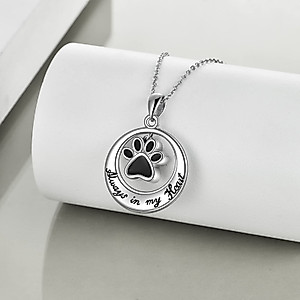 YAFEINI Urn Necklace for Ashes for Dog 925 Sterling Silver Dog Ashes Keepsake Cremation Jewelry for Ashes Always in My Heart