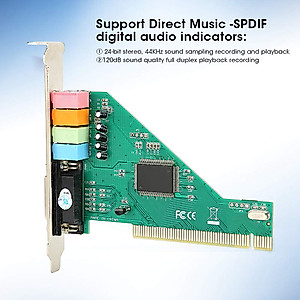 Tonysa PCI Sound Card 4.1 Channel Computer Desktop Built-in Sound Card Internal Audio Card Stereo Surround CMI8738 Support Duplex Playback and Recording