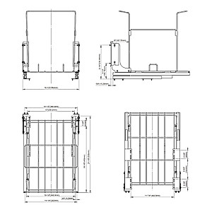 Dowell Alu Bottom Mount Pull-Out Waste Container With Door Mounting Kit - Pull-Out Wire Basket-Grey 2 Waste Can-for 18" Frameless / 21" Face Framed Cabinet-4012 0218 35