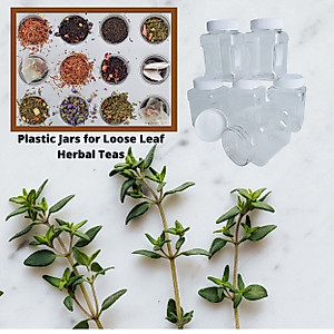 kelkaa 16oz Clear PET Plastic Square Wide Mouth Jars with Grip Handle and White Ribbed Lined Caps, BPA Free, Multi-Use Empty Containers, 63mm/400, Made in the USA (Pack of 6)