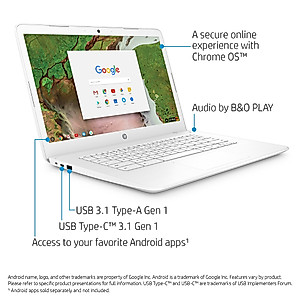 HP 14in Celeron N3350 4GB SDRAM 32GB eMMC Chromebook Snow White (Renewed)