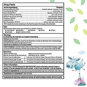 Hyland's Kids Natural Pain Relief Relieves Muscle Aches Headache Minor Joint Pain and Toothache Grape Flavor, 4 Fl Oz