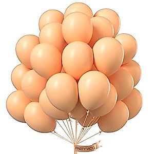 PartyWoo Peach Balloons, 50 pcs 10 Inch Light Peach Balloons, Peach Latex Balloons for Balloon Garland or Balloon Arch as Party Decorations, Birthday Decorations, Baby Shower Decorations, Peach-Q12