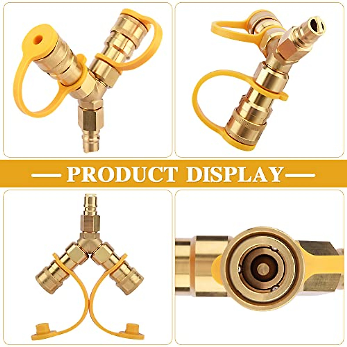 Pilarmuture 3/8” Y-Splitter Separator Natural Gas Y Splitter, Low Pressure Propane NAT Gas Quick Connect for Natural Gas Grill, Patio Heater, RV, Patio Fire Pit