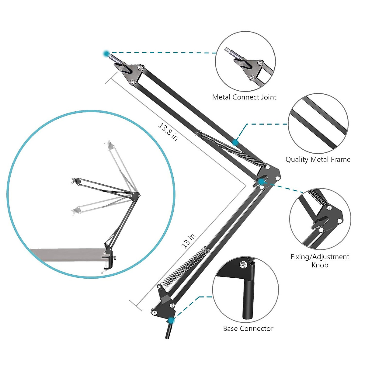 Snowball iCE Mic Boom Arm Stand with Pop Filter, Compatible with Blue Snowball Ice USB Microphone with Cable Sleeve by SUNMON