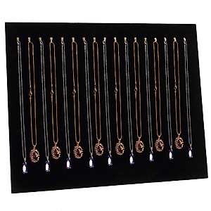 Foraineam 3 Pack Black Velvet Jewelry Display with 17 Hooks Necklace Tray Organizer Pad Bracelets Pendants Chains Showcase Stands