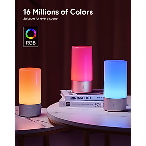 LED Table Lamp, 3-Levels Dimmable Touch Lamp, 16 Millions RGB Color Changing Desk Lamp for Home / Office(Sliver)