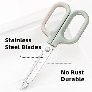 EZWORK Multipurpose Scissors, Comfort-Grip Handles Sharp Scissors for Office Home School Craft Sewing Fabric Supplies (7", Green-1)