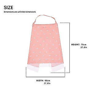 Nursing Covers for Breastfeeding, Soft Cotton Breast Feeding Cover Stroller Cover with Lace Screen Yarn, Privacy Nursing Covers Infant Feeding Cover Infant Breathable for Breastfeeding Supplies（Pink）
